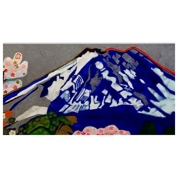 片岡球子【富士】リトグラフ＋本金砂子＋本プラチナ箔H.C（限定240部）フレームサイズ／45.5 × 104.0（ｃｍ）イメージサイズ／20.4 × 80.0（ｃｍ）