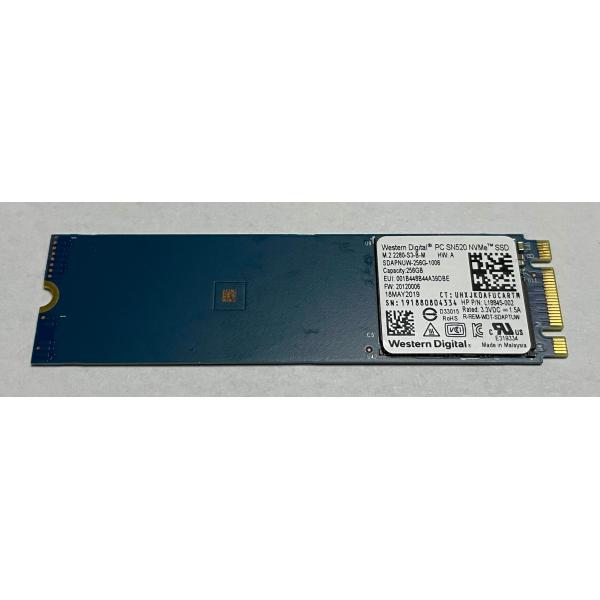 動作確認済み Western Digital SN520 SDAPNUW-256G-1006 使用時間 301時間 256GB NVMe PCIe SSD 2280 送料無料 中古ノートパソコン 中古ウルトラPC 中古ノートPC モバイルP...