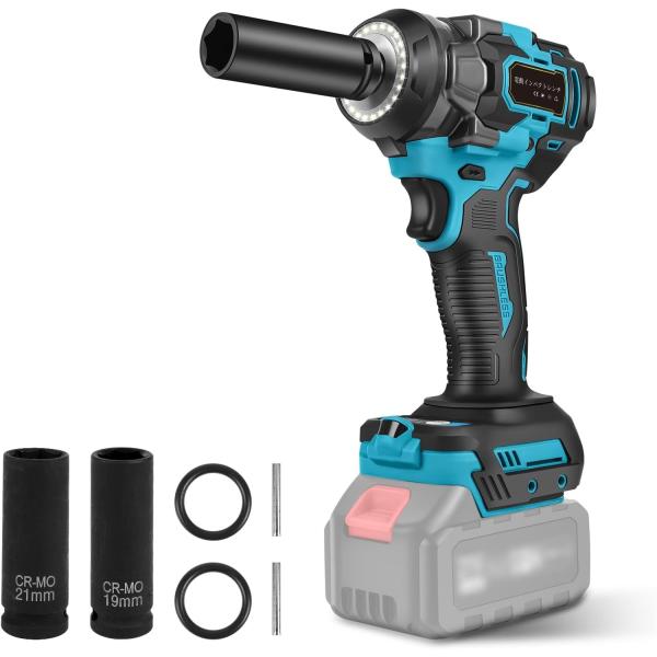 【0-550N.m 電動インパクトレンチ】 パワー強力なブラシレスモーターを搭載！強力で長寿命、迅速冷却、高い効率を実現550N.mのトルクと最大2400rpmの強力な出力で、多種のナットやボルトを簡単に締め、緩めが可能。注：トルク範囲内で...