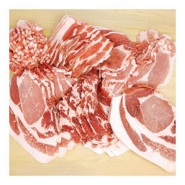 豚丼用スライス１００ｇ×３袋（豚丼のたれ1人前２５ｇ×３袋付）、ポークソテー用豚ロース１５０ｇ×１袋、豚ひき肉２００ｇ×１袋　に加えて、当店お任せで１５０ｇ入りの豚肉が３袋（部位・スライスの厚さは指定できません）の精肉計８袋（＋たれ３袋）の...