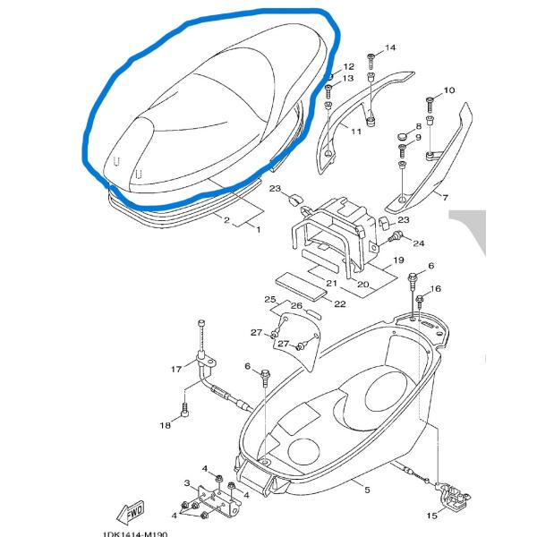 ダブルシート純正番号：　1DK-F4730-00  1DK-F4730-02対応車種：　マジェスティS　XC155　MAJESTY S YAMAHA三日間以内発送日本郵政　追跡番号あり