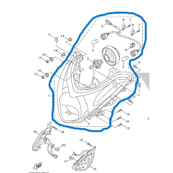 ヘッドライトアセンブリ純正番号：　1DK-H4300-02対応車種：　マジェスティS　XC155　MAJESTY S YAMAHA日本郵政　追跡番号あり