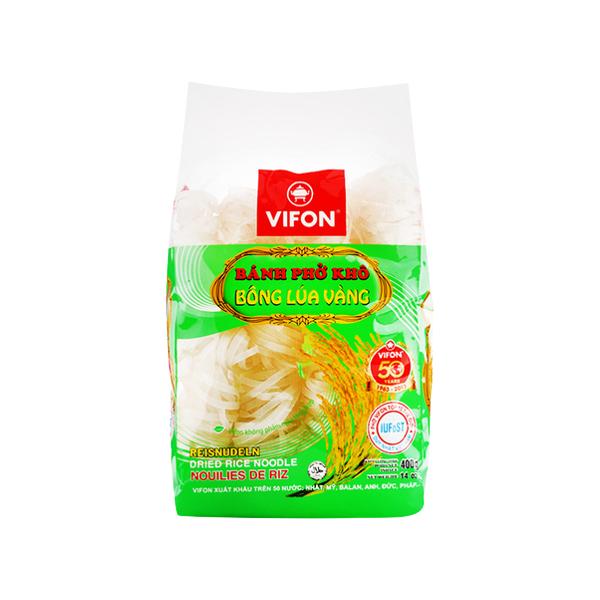 VIFON ドライライスヌードル 400gライスヌードル あっさりしていて美味しい、アレンジ自在のライスヌードルです。米粉がベースの細平麺は、もちもち食感が魅力。茹で時間も短く使い勝手もバツグン！鶏ガラや牛肉出汁のさっぱりスープで食べるベト...