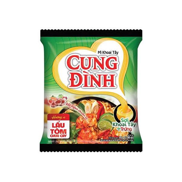 CUNG DINH インスタント麺 エビ風味 80g<br><br>どんぶりに袋の中身を全て入れ、熱湯を注いで蓋をして３分で出来上がり！<br>忙しい時の食事に。<br>簡単に済ませたい時に便...