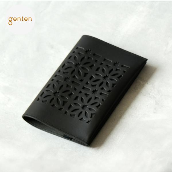 ブランド：genten ゲンテン品名：カットワーク ブックカバー品番：44243 (40604)素材：牛革横幅（W）：11.5cm高さ（H）：16.5cm重さ：83g