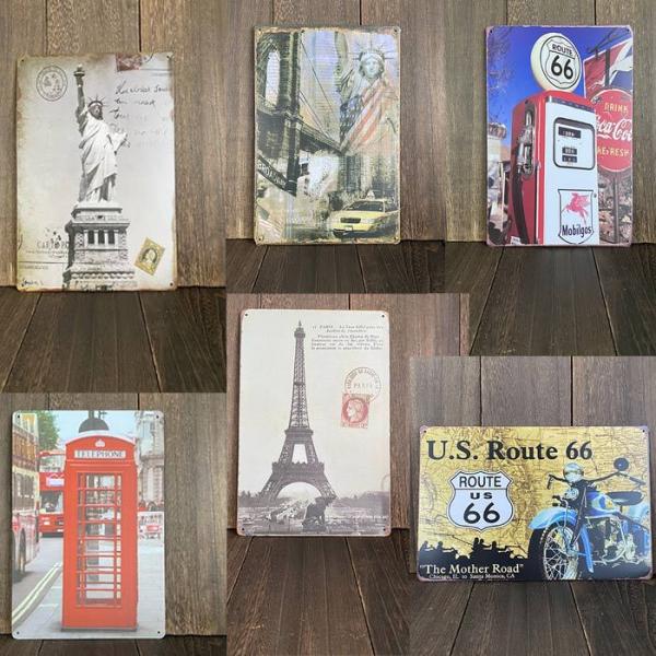 在庫処分セール なくなり次第終了！インテリアにぴったりなアメリカンなデザインプレートです。錆びた感がレトロ感を強調しているので、お部屋のワンポントアクセントに最適です。■タイプ：タイプＡ/タイプＢ/タイプＣ/タイプＤ/タイプＥ/タイプＦ■素...