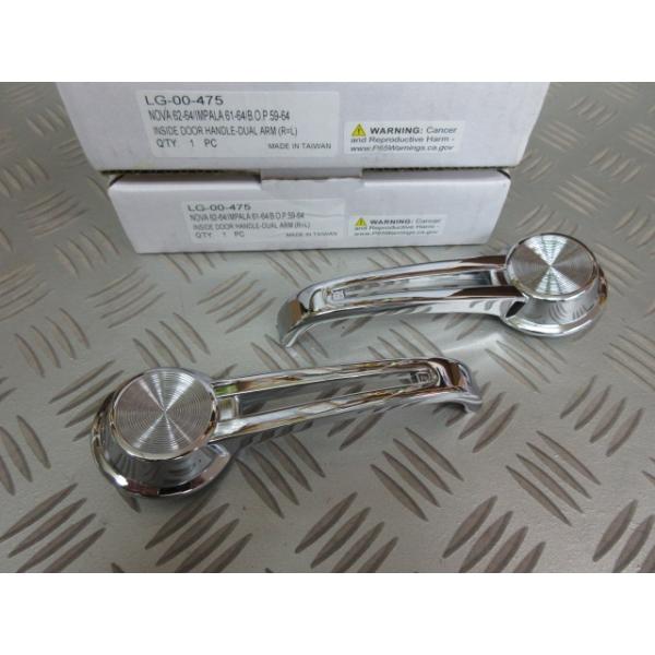 ☆取引詳細の内容、休日等、ヤフーショッピングお知らせをご覧ください！必須！1961-1964 IMPALA 1964シェベル エルカミーノ インサイドドアハンドル 左右 NEW　DualArm!!!!! W/ Dual Arm Style ...