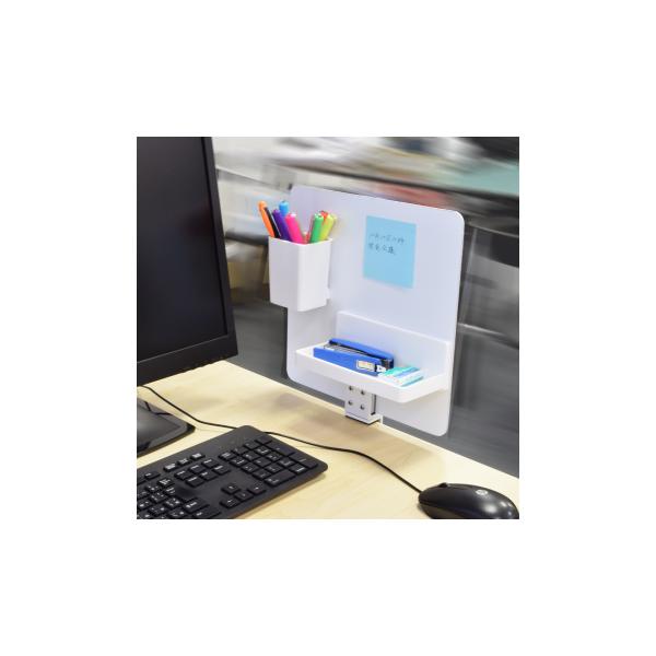 ・簡易パーテーション及びホワイトボードとして利用できます。・マグネット対応しています。■ホワイトボードサイズ：270ｍｍ×270mm■ホワイトボード厚さ：3mm■付属：パネル用クランプ　白色1個付■対応パネル板厚：〜5mm■対応天板厚：〜3...