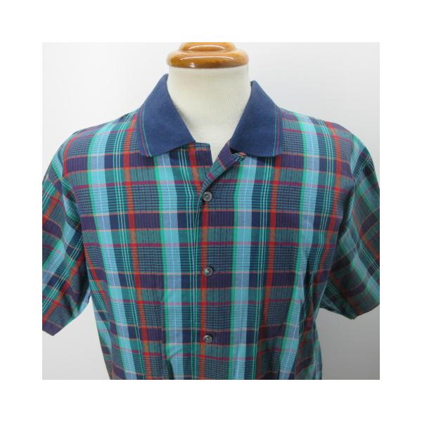 ★Size 　L　　　表記　L着た感じ　１７０ｃｍ〜肩幅　４９，５cm, 身幅　５６cm ,　着丈 ７０cm,袖丈　２３cm 　肩から袖口★JAPAN古着　半袖　柄シャツ　昭和レトロの素敵なTOPです　★Condition　10/７目立つダ...