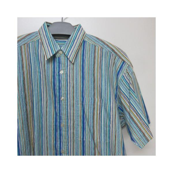 ★Goods 昭和レトロ古着 　半袖シャツ爽やかです！★Size 　L　 (表記 ？) 着た感じ　１７５ｃｍ前後肩幅 ５３ｃｍ, 身幅 ５７cm ,着丈 ７９cm 袖丈２４ｃｍ★Condition １０/７使用感はございますが、目立つダメー...
