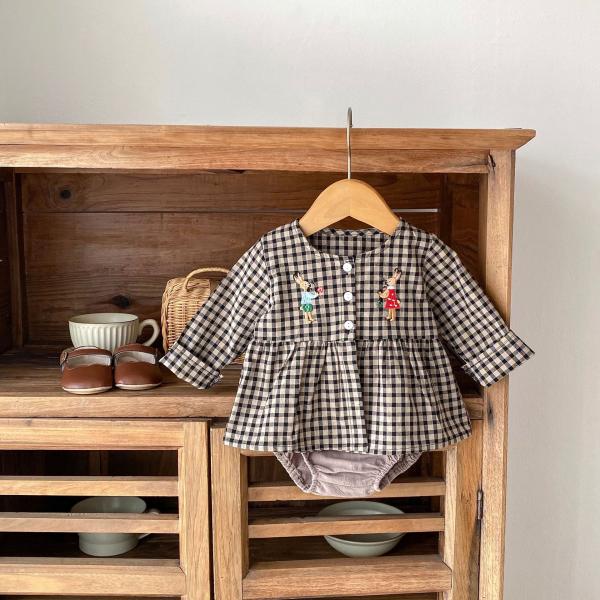 うさぎ柄がとても可愛いワンピースセットアップです。パンツ付き！お出かけにオススメです。海外子供服・韓国子供服（海外ベビー服・韓国ベビー服）好きにも送料無料でお届けします【サイズ】（約）サイズ/身丈/身幅/袖丈66cm / 30 / 29/ ...