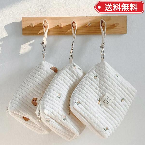とっても可愛いポーチです。おむつ入れやお子様の小物入れにも！シンプルでとっても使いやすく キルティング生地がとっても素敵です！お出かけにぜひ！【シリーズ】くま・オリーブ ・チューリップ【サイズ】約25cm×約20cm×約10cm【ご注意】・...
