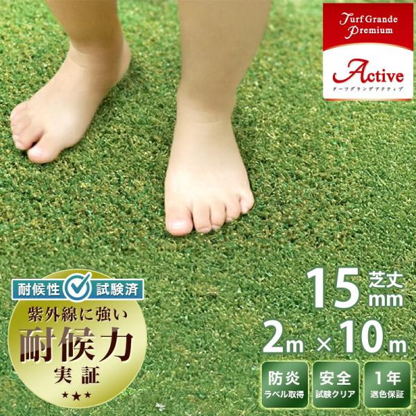 ■商品名Turf Grande ターフグランデ(R) プレミアムアクティブ：芝丈16mm幅長さ：2m × 10mこんなお悩みありませんか？・ペットスペースに敷く人工芝の毛足が長すぎて掃除しにくい・ゴルフやスポーツ練習エリアとして使いたい人工...