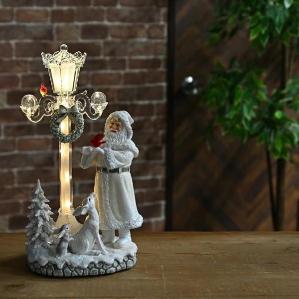 LEDの光るホワイトサンタ街灯<br>ガラスＬＥＤライトオルゴール　1個価格<br>クリスマスキャロル8曲入り<br>クリスマスメドレー8曲<br><br>1.ジングルベル　Jin...