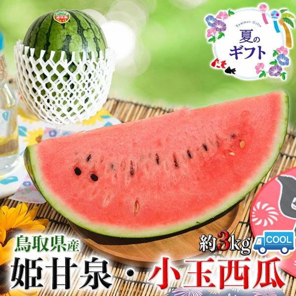 ■商品名： 鳥取 姫甘泉 すいか 小玉 西瓜 3kg【クール便指定・鳥取県産西瓜】お中元 家庭用 スイカギフト  ■お届けの目安： 3日〜7日の順次出荷予定です。(水・日・祝は出荷不可) (出荷が早まることがございます) ※収穫状況によって...