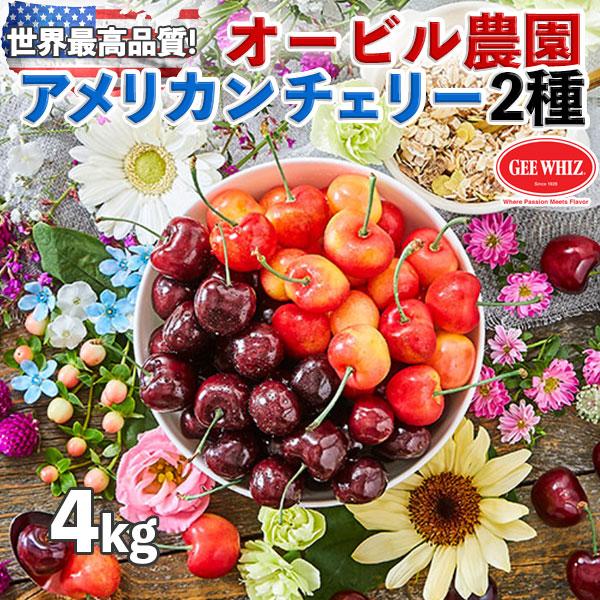 ■商品名： さくらんぼ アメリカン チェリー GEE WHIZ オービル農園 超大粒 ダーク&amp;レイニアチェリーMIX 4kg ワシントン州産 ジーウィズ フルーツ 人気 大粒 果物 ギフト お中元 夏ギフト レーニアチェリー 000...