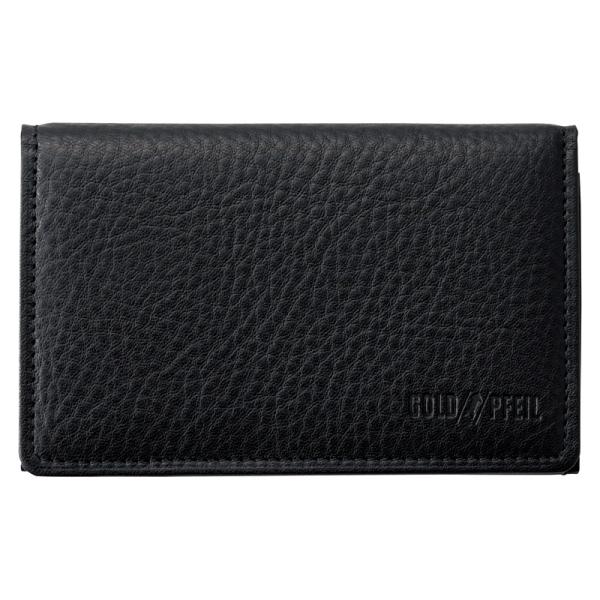 ナチュラルな牛革を使用し、ゴールドファイルのブランドカラーであるバーガンディとのコンビネーションの内づくりが特徴です。・名刺入×2・カード入×2■商品内容：本体（約75×113×15mm）×1■色・柄・種類：ブラック■型番：GPC0310■...