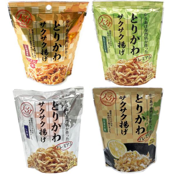 しお味・九州醤油味・ゆずこしょう味・かぼす味の４種類の中からお好きな味を４袋お選びください。１袋の内容量／30g袋サイズ／33×39×20mmアレルギー／小麦・大豆・鶏肉賞味期限／常温90日