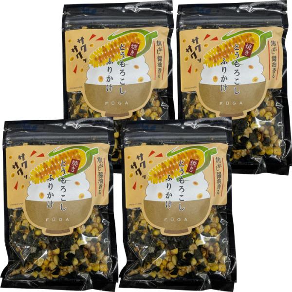 内容／平袋　焦がし醤油香る　焼きとうもろこしふりかけ1袋(40g)袋サイズ／20×13×1cm箱：無し賞味期限／製造日より1年海苔へのこだわり国内産の焼のりと、醤油で香ばしく味付けしたとうもろこしが美味しいふりかけです。ごはんの他にトースト...