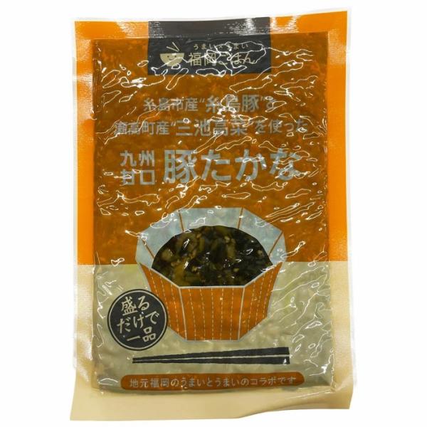 内容／●糸島市産”糸島豚”と瀬高町産”三池高菜”を使った　九州甘口　豚たかな（100g)×３袋　原材料名（高菜（福岡県産）、豚肉（福岡県産）、しょうゆ、アミノ酸液、植物油、発酵調味料、ごま、しょうが、にんにく、食塩、唐辛子／甘味料（ソルビト...