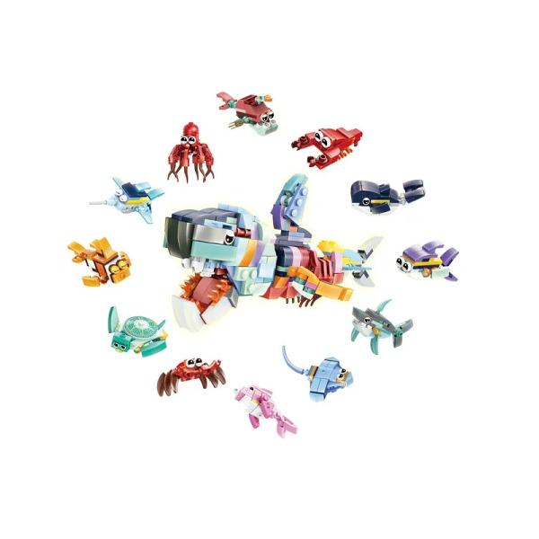 ■規格パッケージ　縦15×横7×奥行き3本体(カメ)　縦2.4×横7×奥行き6.7　※種類によって異なる（単位：センチ）■カラー／バリエーション　12種類■対象年齢　6歳以上■個別包装　有■素材・材質　ABS合体するとメガロドンが作れる、「...