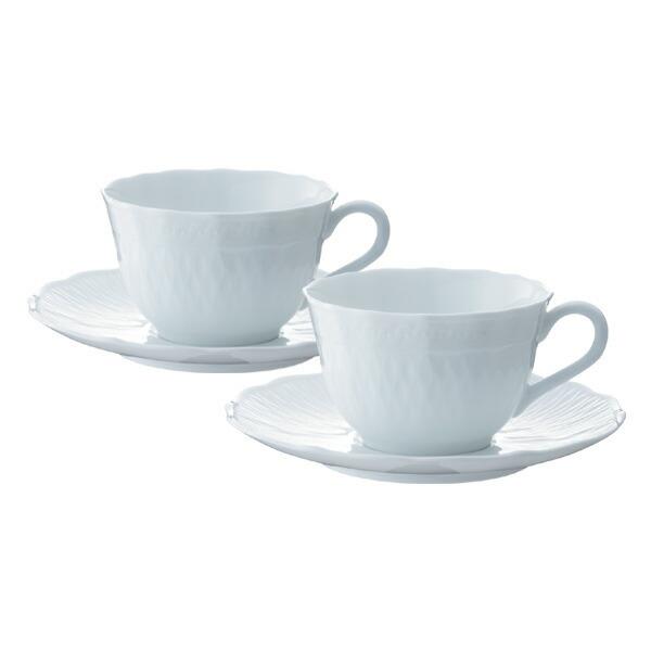 【送料無料】ノリタケ【シェールブラン】ティー・コーヒー碗皿ペアセット　2客セット コーヒーカップ・ティーカップ・カップ＆ソーサー noritake sher blanc　白い食器【pointn】