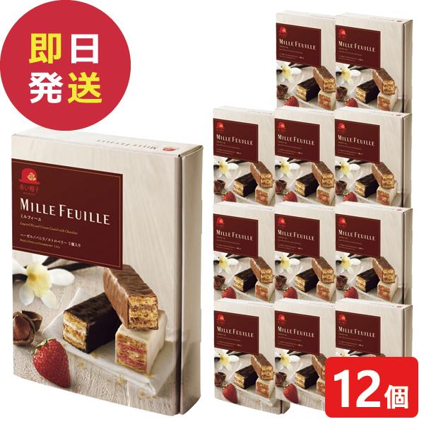 【商品内容】●赤い帽子ミルフィーユ5本入 ×12個●1箱内容（ヘーゼルナッツ×2本 バニラ×1本 ストロベリー×2本）●化粧箱入●宅配温度区分：冷蔵●JAN 4975186164838 # 赤い帽子 ミルフィーユ スイーツ 洋菓子 お菓子 ...