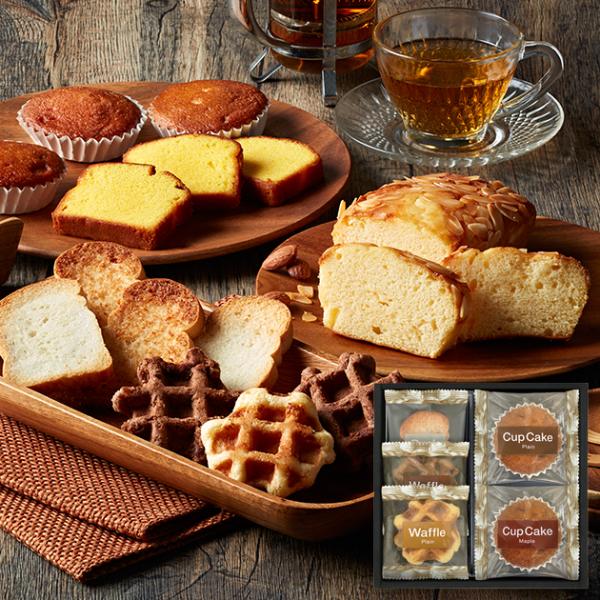 【商品内容】●カップケーキ（プレーン、メープル）、ワッフル（プレーン、チョコ）、シュガーラスク●アレルゲン：卵・乳・小麦（大豆・アーモンド）●生産国：日本●箱サイズ：190×202×50mm●箱重量：215g●賞味期限：(製造より)約180...