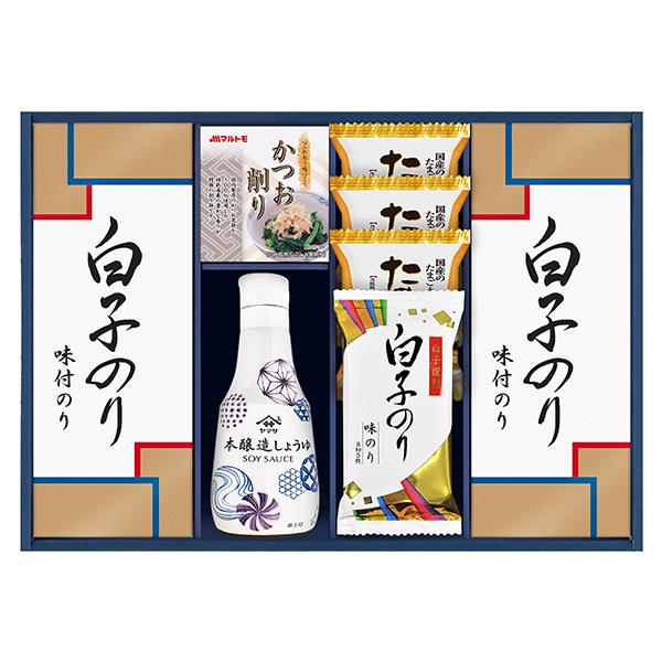 【商品内容】●ヤマサ鮮度しょうゆ２００ｍｌ、白子のり味のり（３切５枚）×２、マルトモかつおパック（０．７ｇ×３）　、たまごスープ６．４ｇ×３、白子のり味のり（８切５枚）●アレルゲン：卵・小麦・えび（大豆・鶏肉・ゼラチン・ごま）●生産国：日本...
