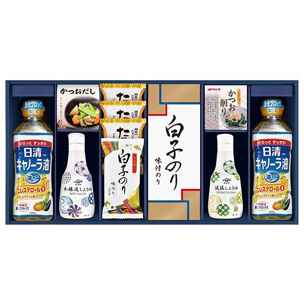 【商品内容】●日清キャノーラ油ペット４００ｇ×２　、ヤマサ鮮度しょうゆ２００ｍｌ、ヤマサ鮮度減塩しょうゆ２００ｍｌ、白子のり味のり（３切５枚）、マルトモかつおパック（０．７ｇ×３）　、たまごスープ６．４ｇ×３、白子のり味のり（８切５枚）、シ...