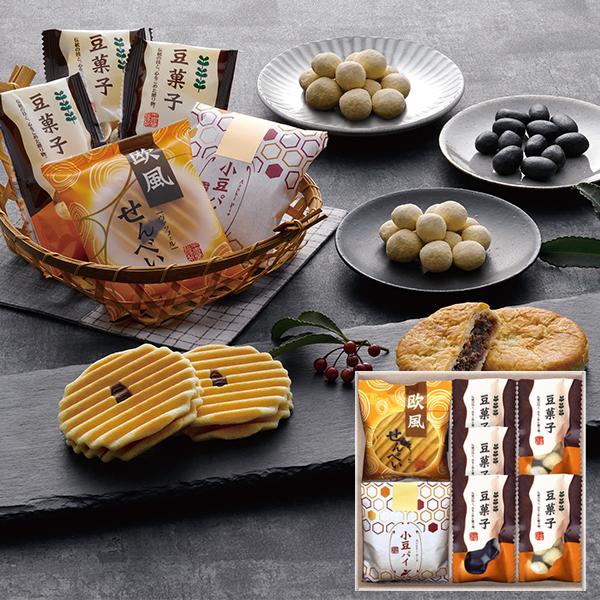 【商品内容】●小豆パイ、欧風せんべい、豆菓子（竹炭×３・きなこ×２）●アレルゲン：卵・乳・小麦・落花生（大豆）●生産国：日本●箱サイズ：205×230×55mm●重量：325g●賞味期限：(製造より)約100日●JAN 4983740110146