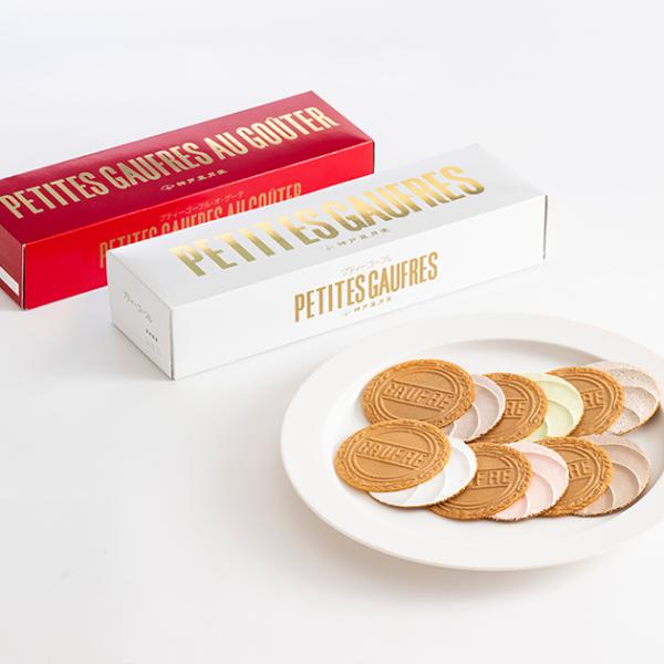 【商品内容】●プティーゴーフル27枚（バニラ・ストロベリー風味・チョコレート/3枚入×9袋）、プティーゴーフル・オ・グーテ27枚（紅茶・抹茶・コーヒー/各3枚入×3袋）●アレルゲン：乳・小麦・卵●生産国・加工地：日本●化粧箱●パッケージサイ...