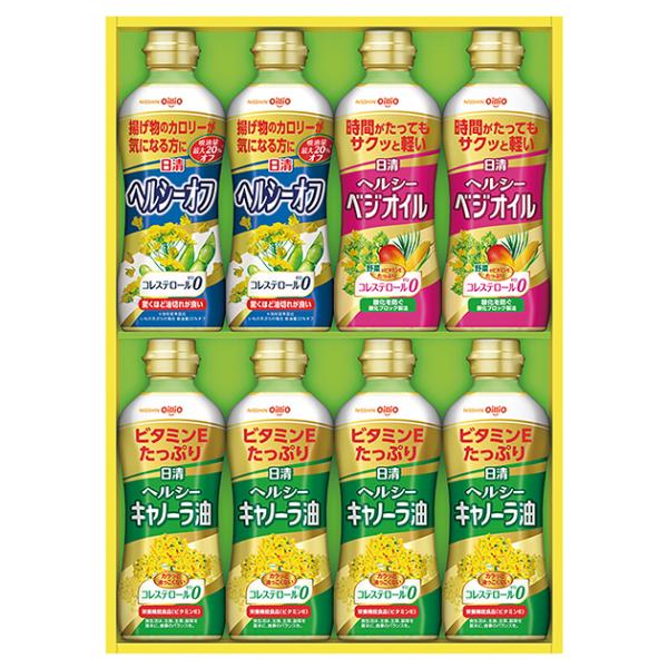 【商品内容】●ヘルシーキャノーラ油350ｇ×4、ヘルシーオフ350ｇ×2、ヘルシーベジオイル350ｇ×2●生産国・加工地：日本●化粧箱●パッケージサイズ：425×306×58mm●重量：3400g●賞味期限：(製造より)約750日●JAN ...