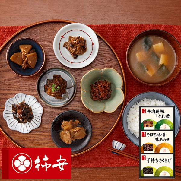 【商品内容】●牛肉蓮根しぐれ煮50g、子持ちきくらげ65g、そぼろ味噌味あわせ90g●アレルゲン：小麦●生産国・加工地：日本●化粧箱●パッケージサイズ：315×151×32mm●重量：385g●賞味期限：(製造より)約270日●JAN 49...