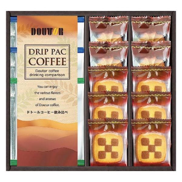 【商品内容】●ドトールドリップコーヒー(深煎りブレンド×2、キリマンジャロブレンド×1）、チェスクッキー×6、コーヒークッキー×4●アレルゲン：小麦・卵・乳●生産国・加工地：日本（生豆生産国：BRA、COL、TZA他）●化粧箱●パッケージサ...
