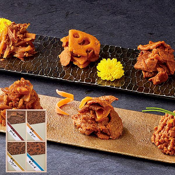 【商品内容】●牛肉すきやき・牛肉そぼろ・牛肉ごぼう・牛肉れんこん　各50g●アレルゲン： 小麦 牛肉 大豆●木箱入●箱サイズ：18.0×28.0×3.0cm●箱重量：400.0g●宅配温度区分：常温●賞味期限：(製造より)約270日●JAN...