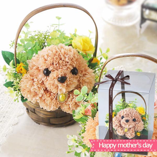 【商品内容】●現品約18×18×25cm●アーティフィシャルフラワー、造花、籠※ご注文時期により、花材・資材の色味や種類の一部、配置などが写真と異なる場合がございます。予めご了承ください。※首飾りの色・デザインはお選びいただけません。※パピ...