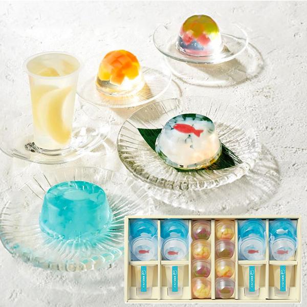 【商品内容】●花火ゼリー×8(もも味・ぶどう味×各4)、お魚ゼリー×8(レモン味・ラムネ味×各4)、白桃ゼリー×4●アレルゲン： 乳 オレンジ 大豆 もも●加工地：日本●化粧箱入●箱サイズ：45×22×6.5cm●箱重量：2kg●宅配温度区...