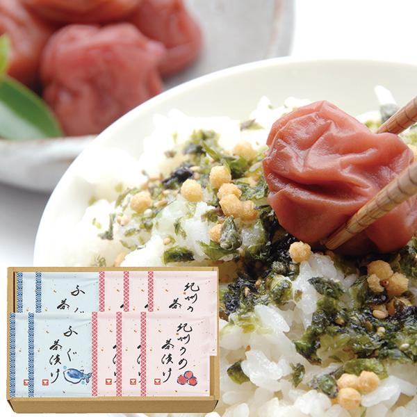 【商品内容】●紀州梅茶漬け6.1ｇ×6、ふぐ茶漬け5.4ｇ×4●アレルゲン：乳・小麦●生産国：日本　●箱サイズ：18×23.5×2.5cm●箱重量：160g●賞味期限：(製造より)常温1年6カ月●JAN 4543479197216