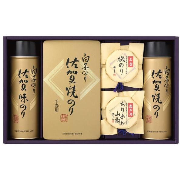 ●箱サイズ：約41×25×8（ｃｍ）/重さ：1.2ｋg●化粧箱入●味のり１２袋詰（８切４枚）・焼のり２袋詰（２切６枚）・焼のり１２袋詰（８切４枚）・三重磯のり１２５ｇ・瀬戸内ちりめん山椒５０ｇ●九州佐賀県産の海苔と磯じまん佃煮の詰合せ。ごは...