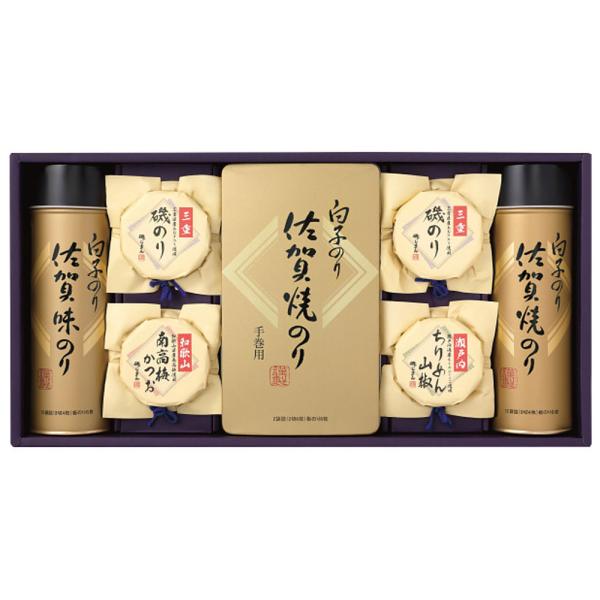 ●箱サイズ：約48×24.1×8.8（ｃｍ）/重さ：2.0ｋg●化粧箱入●味のり１２袋詰（８切４枚）・焼のり２袋詰（２切６枚）・焼のり１２袋詰（８切４枚）・三重磯のり１２５ｇ×２・瀬戸内ちりめん山椒５０ｇ・和歌山南高梅かつお１２５ｇ●九州佐...