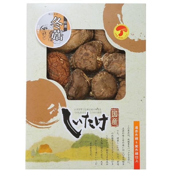●箱サイズ約：23.5×32×4.0(cm)/重さ：315g●化粧箱入●国産原木乾椎茸どんこ１２５ｇ●昔ながらの原木栽培で育った風味豊かな肉厚どんこ椎茸●袋詰めの前に遠赤外線乾燥機と紫外線照射機に通すことにより、乾椎茸のうまみ成分とビタミン...