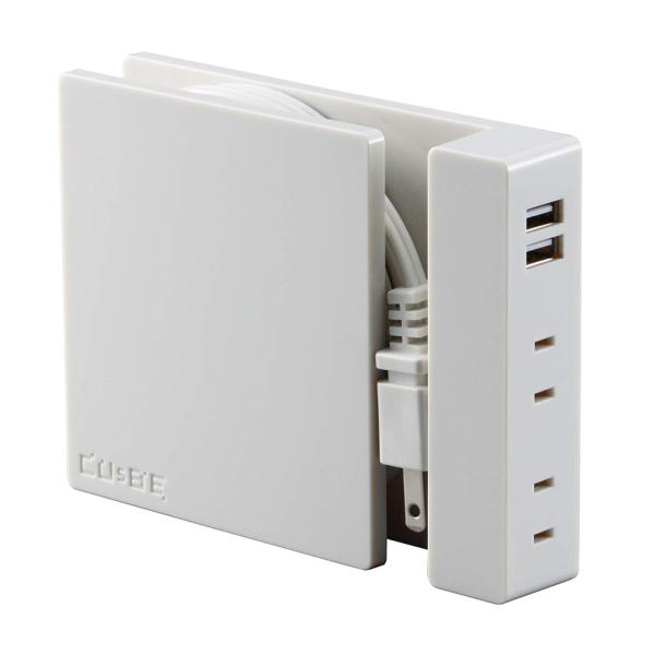 ■サイズ■約 145×110×28mm■質量■約 350g■スペック■AC仕様：2個口（定格 125V）USB仕様：2個口（定格入力 AC100V）定格出力：DC5V 3.0A （2ポート合計）■コード長■約 2.5m