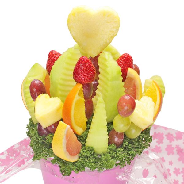 植木鉢に入った果物のお花みたいなフルーツブーケフルーツポット【串本数】約29本（約2〜4人前）《果物一例》・パイナップル (フィリピン　他)・イチゴ (福岡、長崎　他)・メロン (北海道、熊本、アメリカ　他)・オレンジ (アメリカ　他)・ぶ...