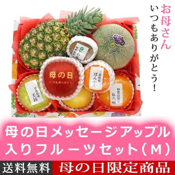 母の日期間限定 フルーツギフト母の日メッセージアップル入りフルーツセット(M)■内容量《果物一例》・メロン・パイナップル・キウイ・リンゴ・柑橘類その他、旬のフルーツ※上記内容はあくまで一例となっており、果物の種類や産地は、発送当日の朝の仕入...
