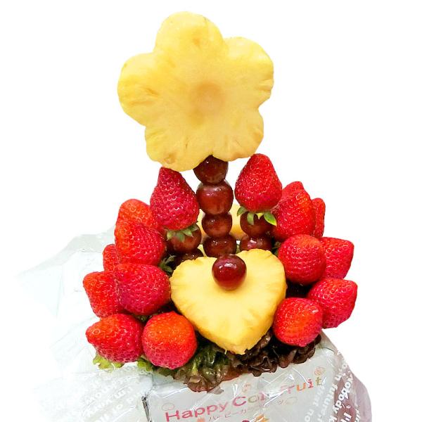 可愛いイチゴが美味しく食べられる花束になりました！お誕生日のお祝いに！いちごブーケ【串本数】約21本（約1〜2人前）《果物一例》・イチゴ (福岡、長崎、香川　他)・ぶどう (岡山、長野、チリ　他)・パイナップル (フィリピン　他)※産地は製...