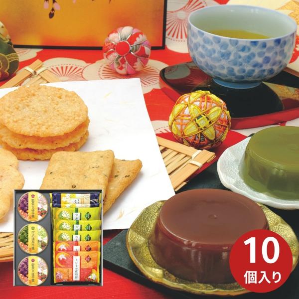 真心こめたお菓子の贈り物「菓ごころ」。希少な海の恵み能登の塩を使った能登の塩羊羹、宇治抹茶を使用した抹茶羊羹、国産米にこだわった3種の煎餅の詰合せです。3種の煎餅(えびと黒豆が練り込まれたお花の形のえびまめ花せんべい・お米のつぶつぶがおこげ...