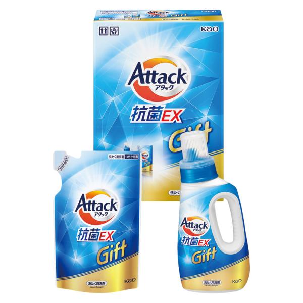 商品名/花王 アタック抗菌EXギフト 内容/セット内容/アタック抗菌EX(750g)・アタック抗菌EX詰替用(590g)×各1箱サイズ/8.1×20.6×28.4cm品番/KAR-10A【オススメ 人気 ギフト 用途】2026 送料無料 ギ...