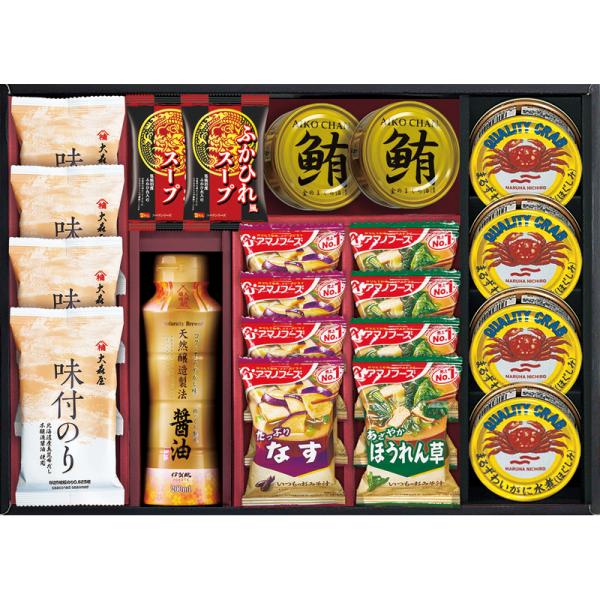 食べきりタイプの個包装が便利な大森屋の味付のり、お湯を注ぐだけで簡単に作り立てのおいしさが味わえるアマノフーズのフリーズドライおみそ汁など食卓にあると嬉しいギフトセットです。商品名/アマノフーズ&amp;大森屋味付のりギフト内容/アマノフー...