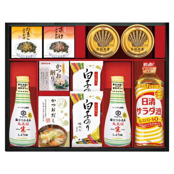 通常のしょうゆと違い、「火入れ」(加熱処理)をしていない塩分ひかえめの丸大豆生しょうゆと食卓を彩るバラエティ豊かなセットです商品名/キッコーマン塩分ひかえめ生しょうゆ詰合せギフト 内容/キッコーマン塩分ひかえめ丸大豆生しょうゆ(200ml)...